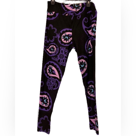 LuLaRoe | Pants & Jumpsuits | Lularoe Tall Curvy Leggings Black Purple ...